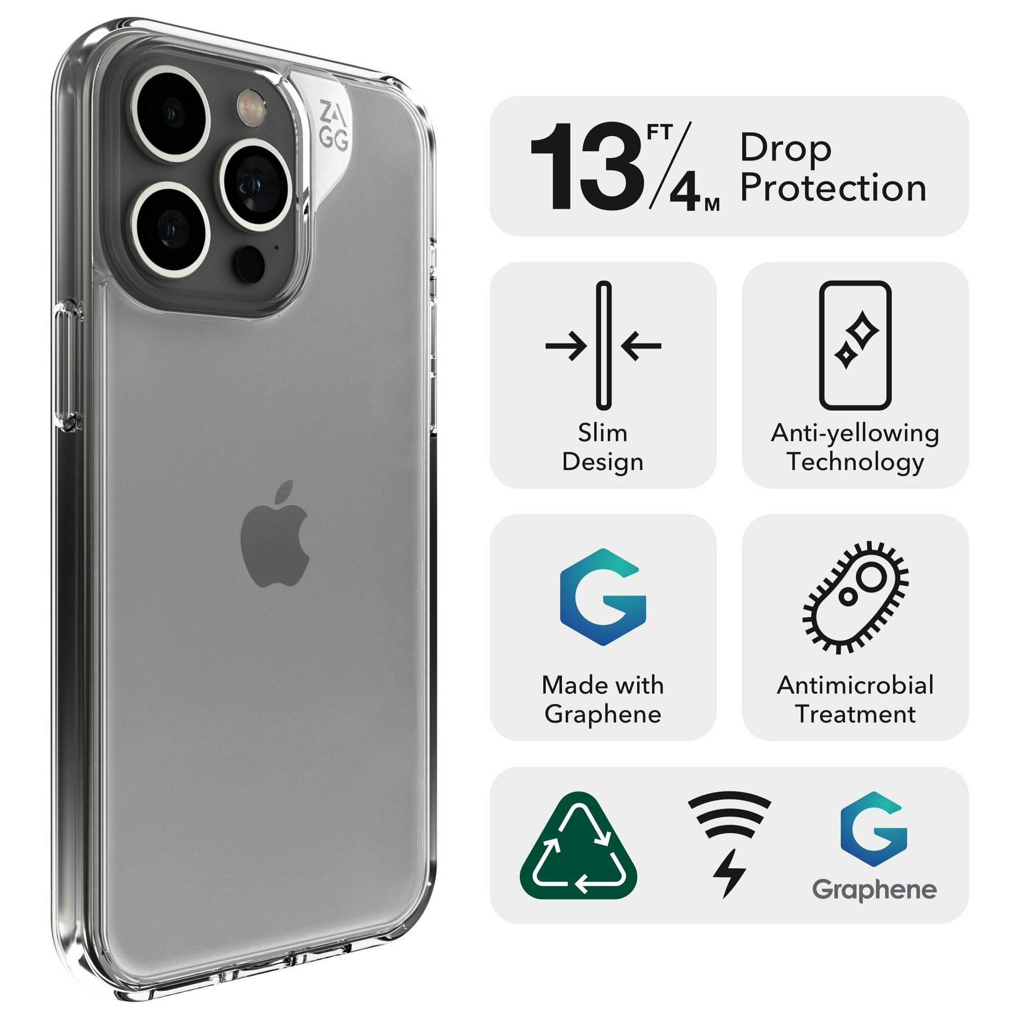 Чехол для iPhone 15 Pro (6.1") ZAGG Smoke Clear Case черный