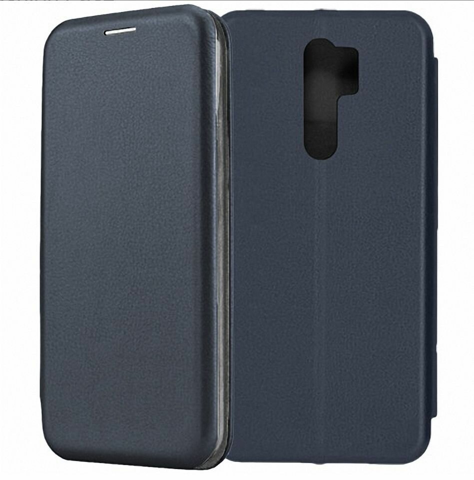 Xiaomi Redmi 9 тёмно-синий чехол-книжка, ксиоми редми 9 книга сяоми