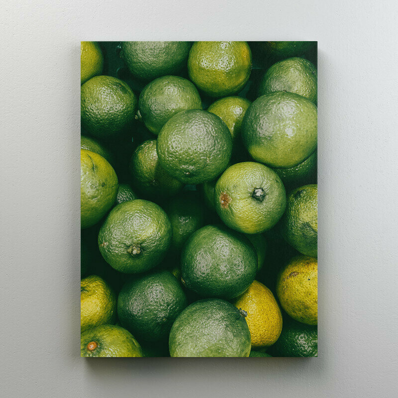 Интерьерная картина на холсте "Много спелых зеленых лаймов" размер 22x30 см