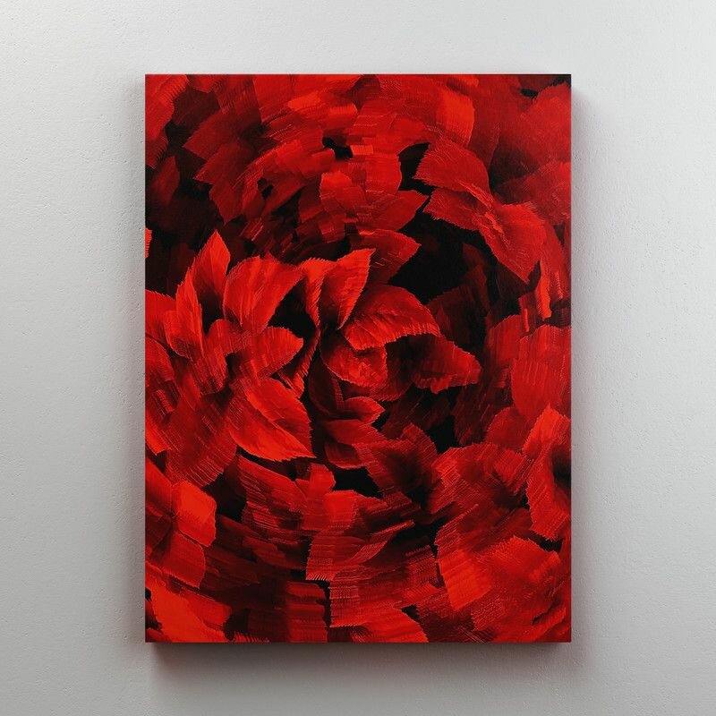 Интерьерная картина на холсте "Абстракция - красные листва" размер 22x30 см