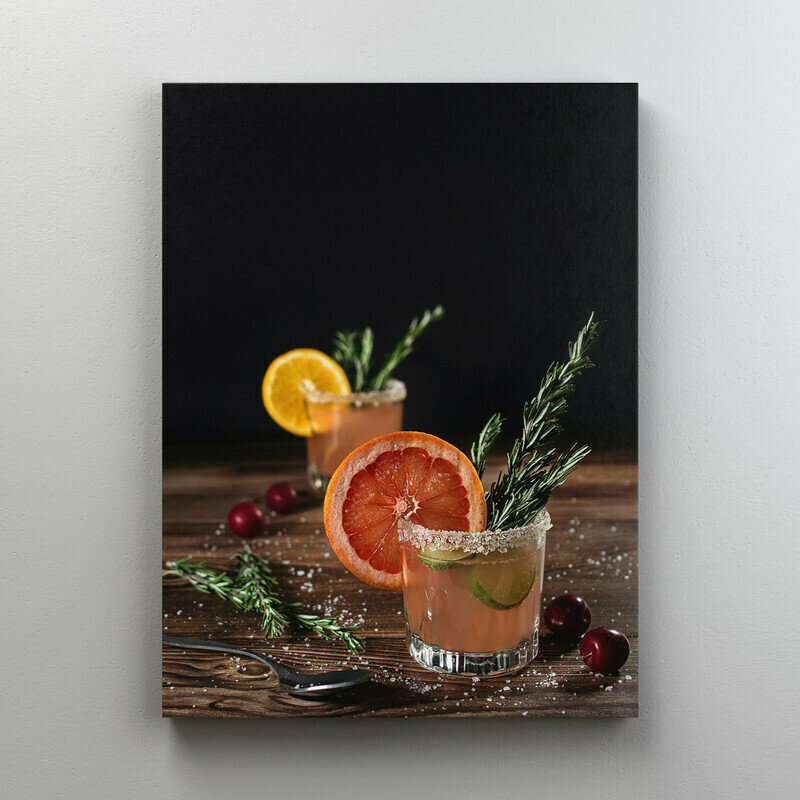 Интерьерная картина на холсте "Лимонад с розмарином" для кухни, кафе и ресторанов, размер 45x60 см