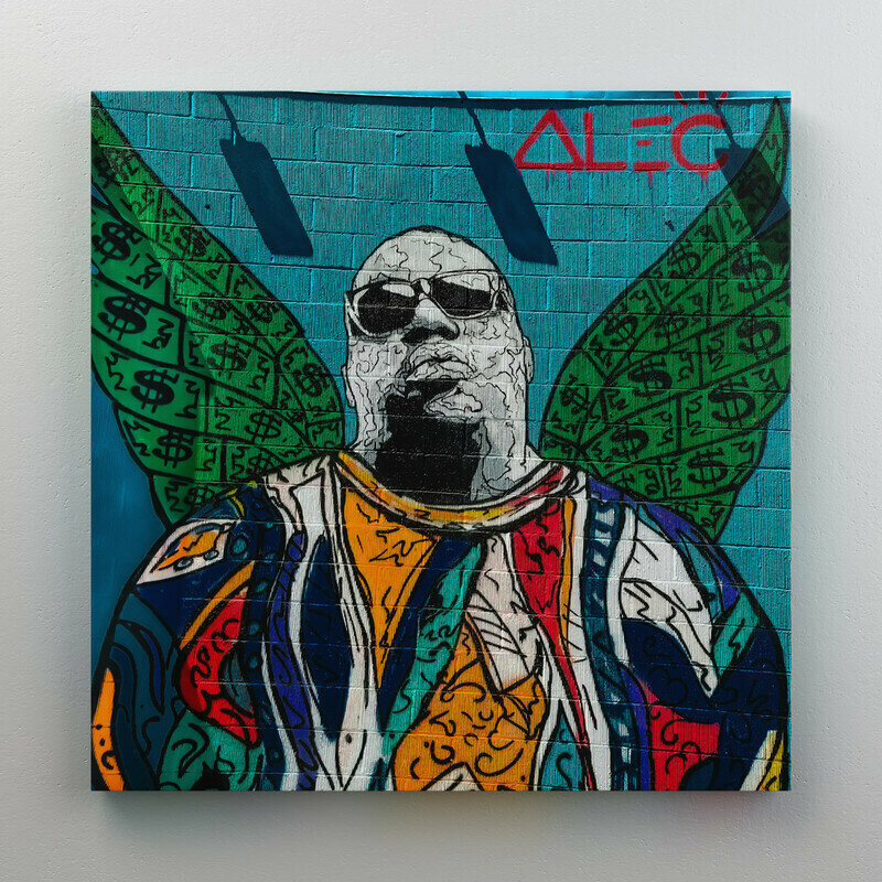 Интерьерная картина на холсте "Ноториус Биг, Biggie Smalls - граффити", размер 25x25 см