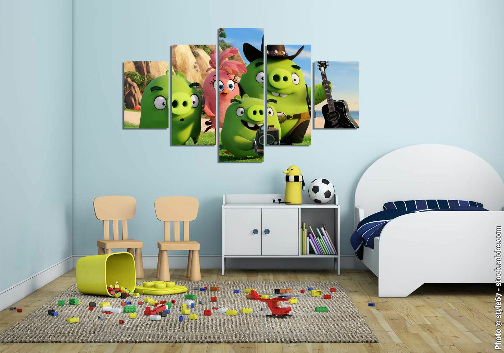 Модульная картина в детскую Angry Birds 140х80