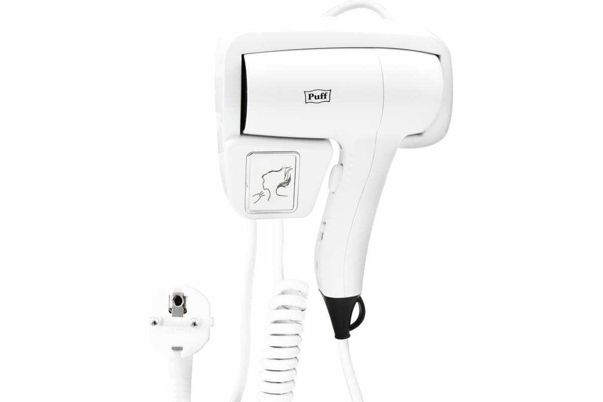 Puff -1201 настенный фен для волос белый 1405.006 с креплением и компактным дизайном
