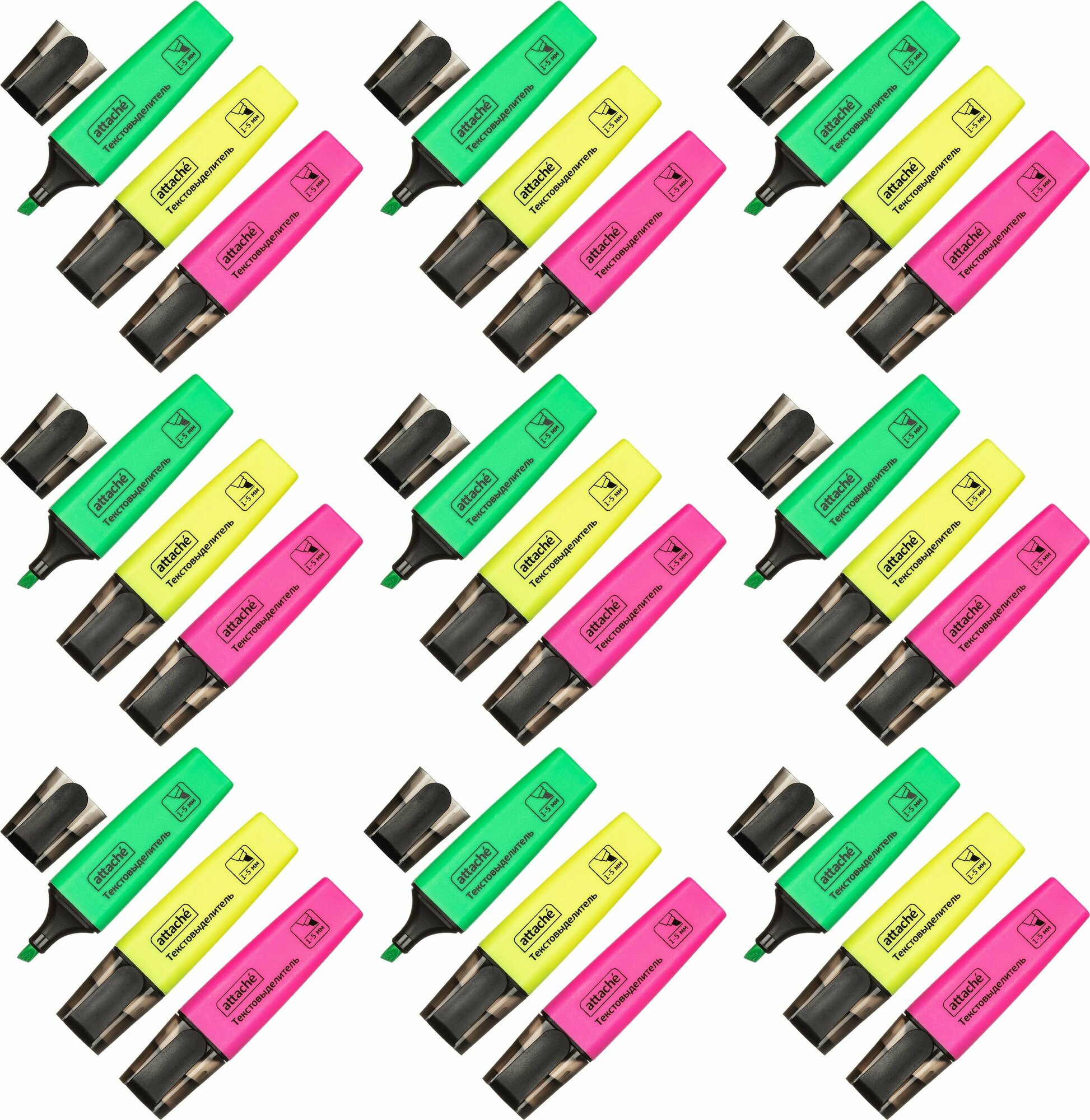 Attache Текстовыделитель Colored, 1-5 мм, 3 цветов, 9 уп