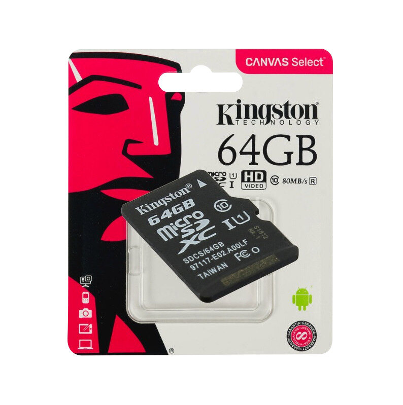 Карта памяти Micro SD 64 Гб - Карта памяти с переходником micro SD card + adapter / для телефона видеорегистратора