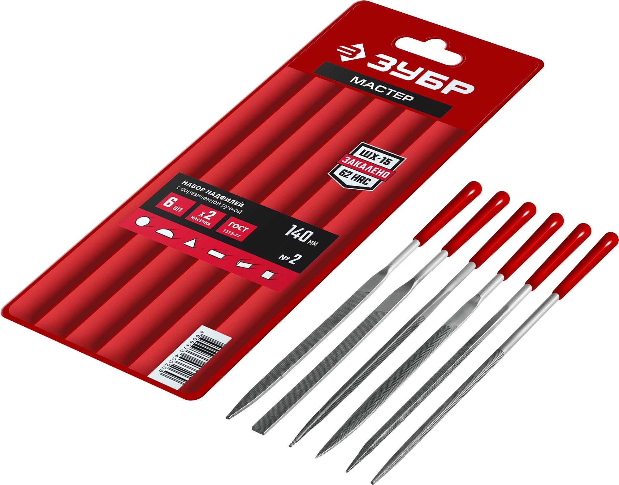 ЗУБР Мастер набор надфилей 6 шт 140 мм, в чехле, с ручками (16014-H6)