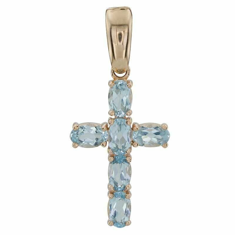 Подвеска, красное золото, 585 проба, топаз