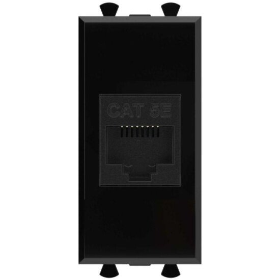Розетка компьютерная Dkc 1мод. Avanti "Черный квадрат" RJ45 кат.5E без шторок модульная механизм, 4402661
