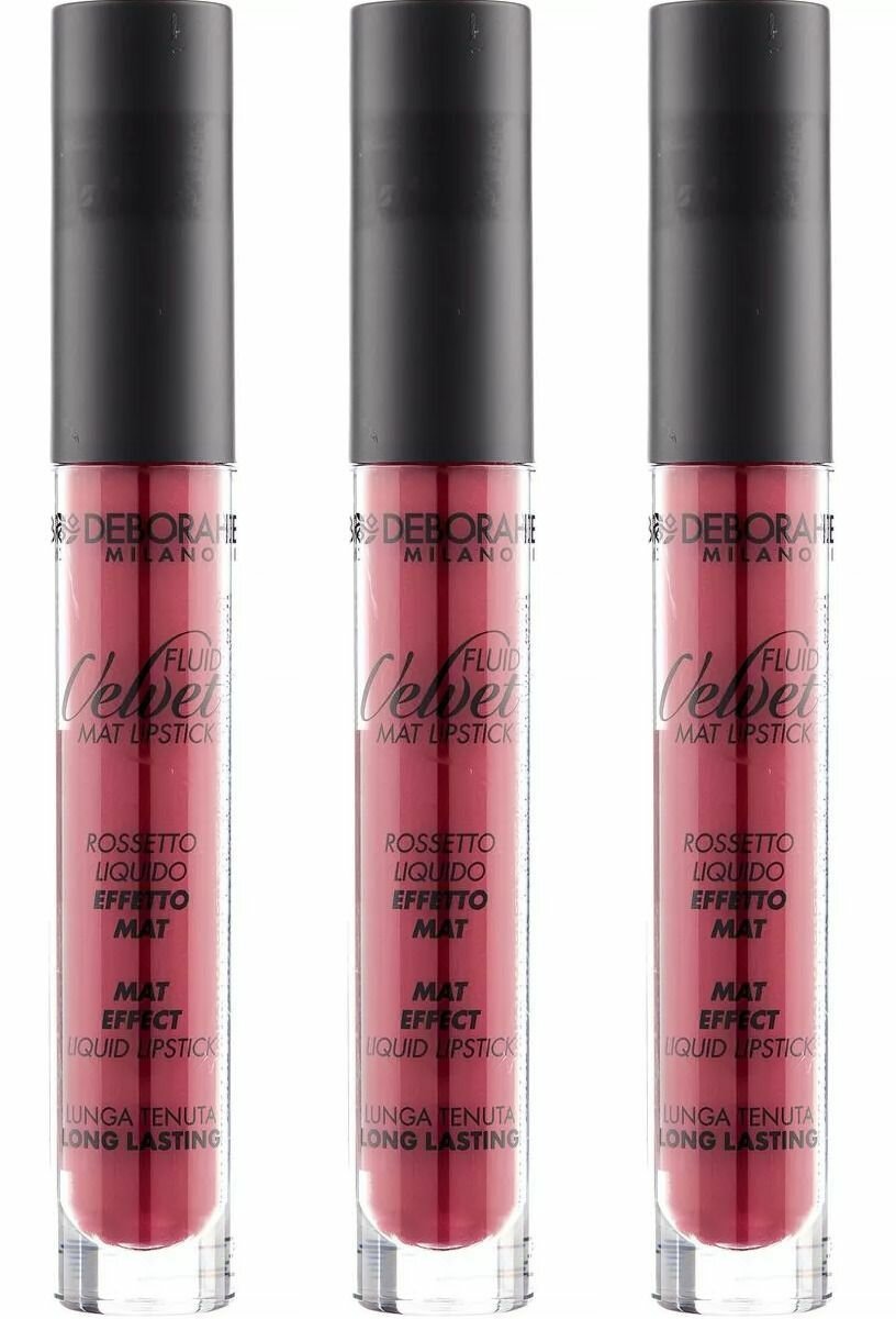Deborah Milano Жидкая помада для губ Fluid Velvet Mat Lipstick, матовая, тон 16, кирпичный, 4.5 г, 3 шт