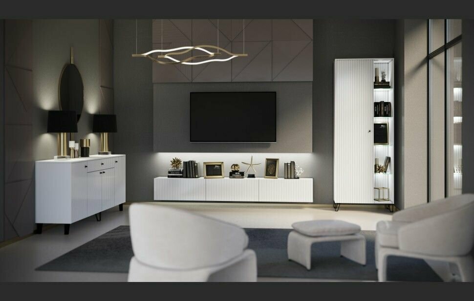 Комплект мебели для гостиной Композиция №8 Белый/Белый глянец