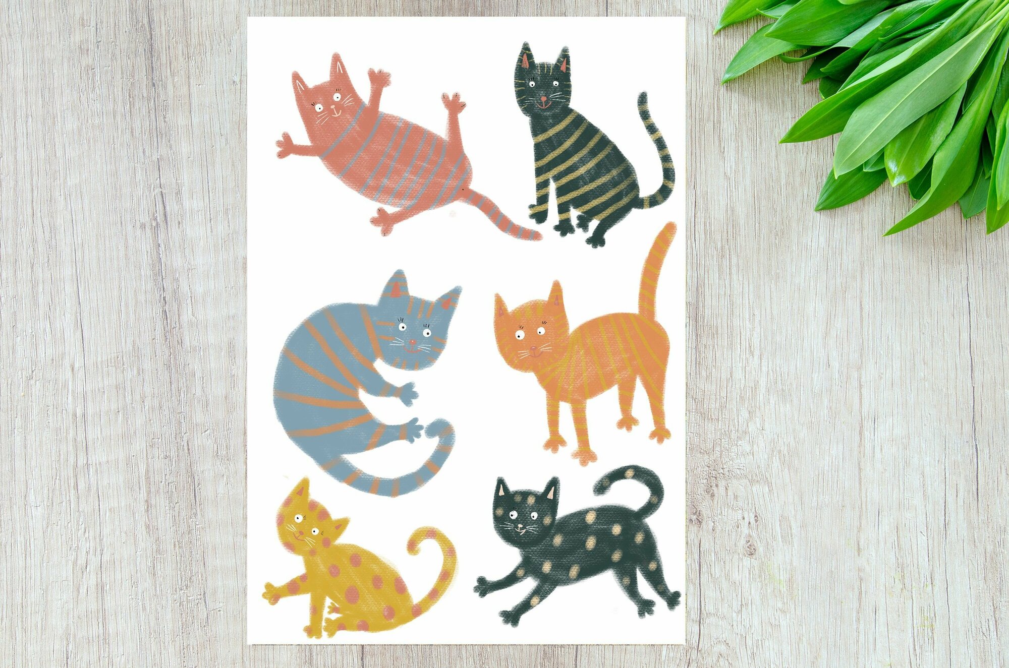 Открытка поздравительная с конвертом "Милые котики"