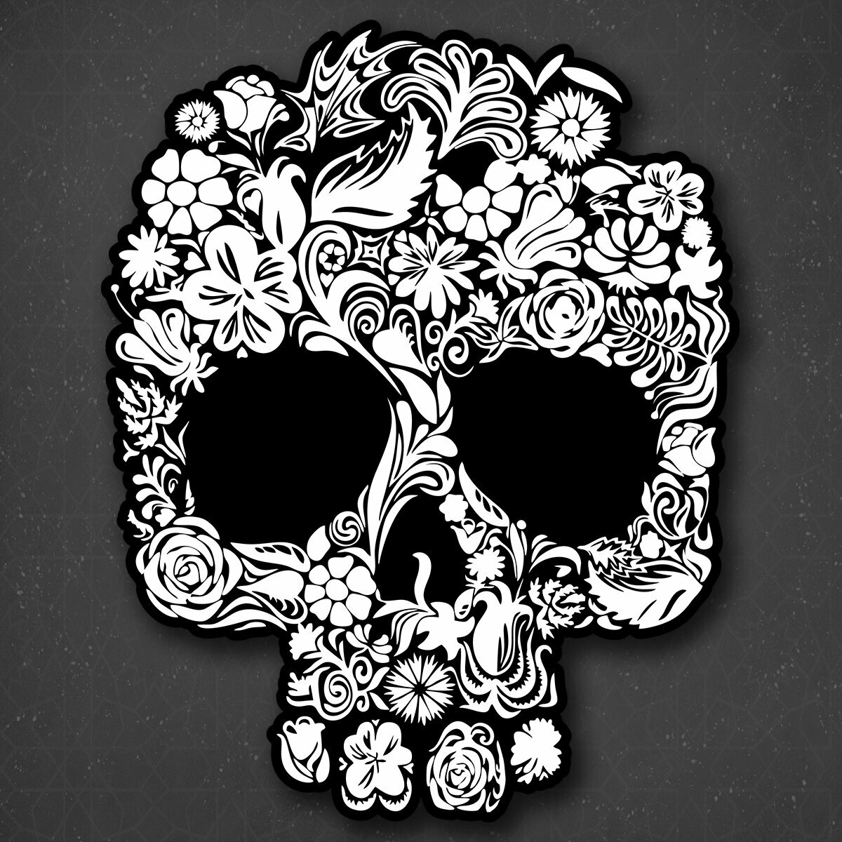 Наклейка на авто "Череп из цветов" 19X23 см