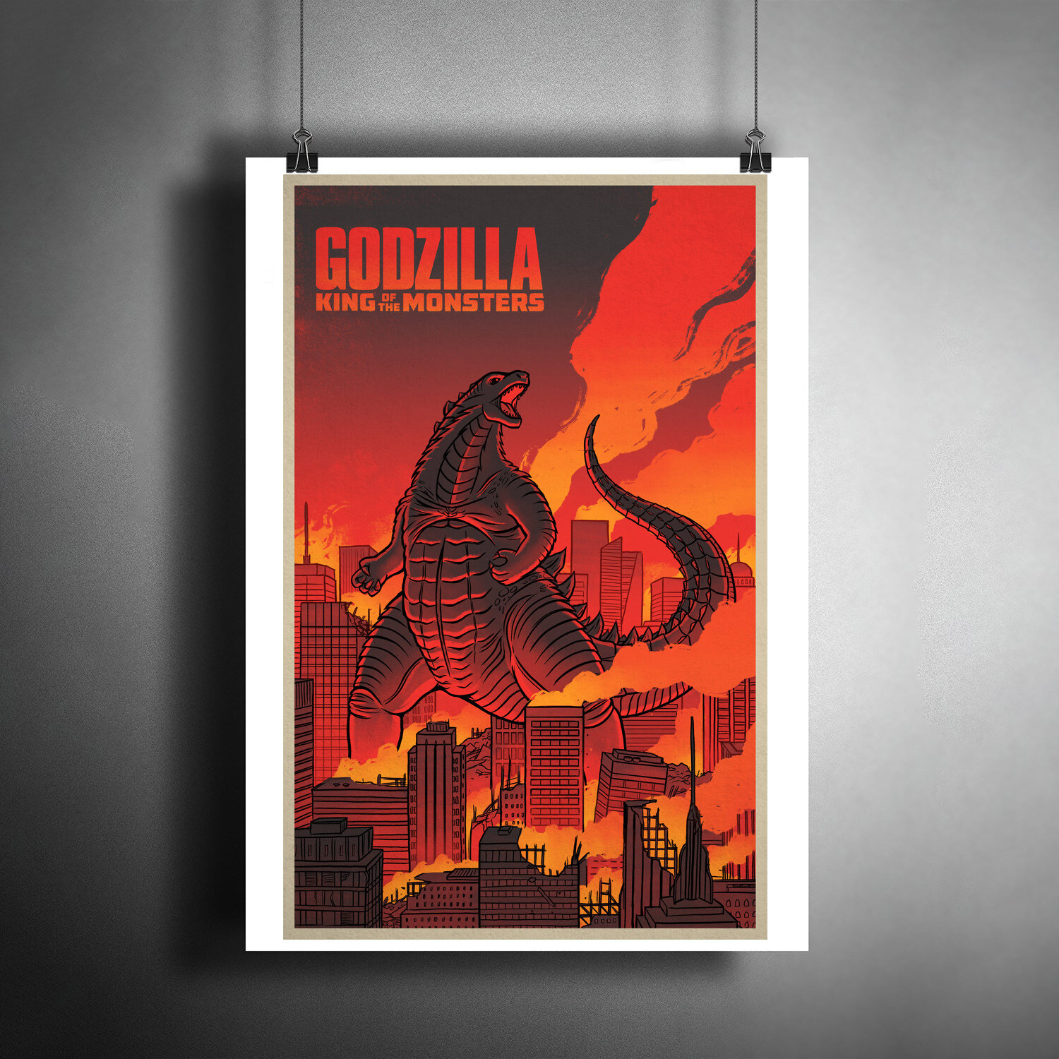 Постер плакат для интерьера "Фильм Годзилла: Король монстров. Godzilla: King of the Monsters"/ Декор дома, офиса, комнаты A3 (297 x 420 мм)