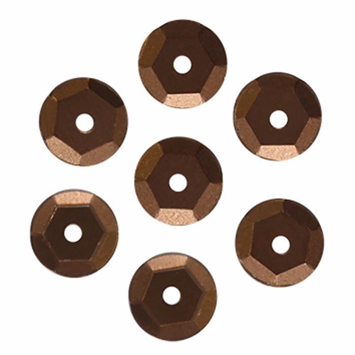 Пайетки граненые GR6-1527 бронзовый матовый цвет 6 мм 10 г, цена за 1 уп.