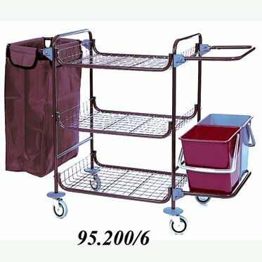 Тележка гостиничная "Акцент", для горничных, 3 полки, нейлон, металл, бордовая