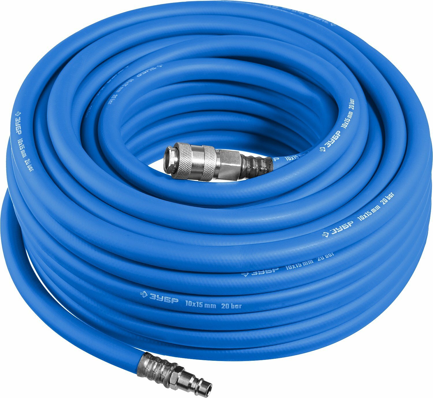 Воздушный шланг ЗУБР Профессионал 15 м 10х15 мм 20 бар с фитингами рапид