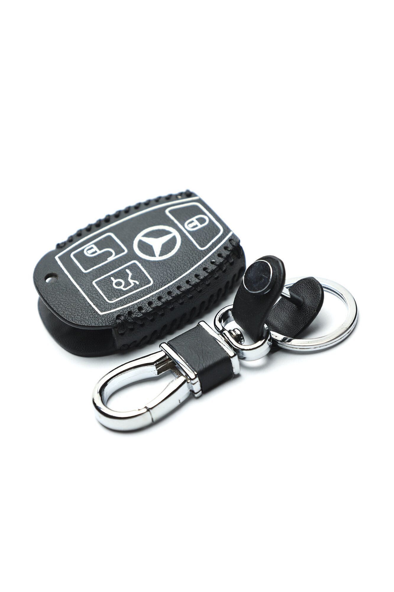 Чехол для автомобильного ключа Mercedes (Мерседес) Цвет нити Черный