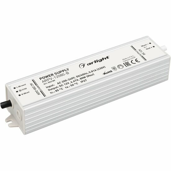 Блок питания Arlight ARPV-12080B 12V 80W 67 IP 6,67A 023189