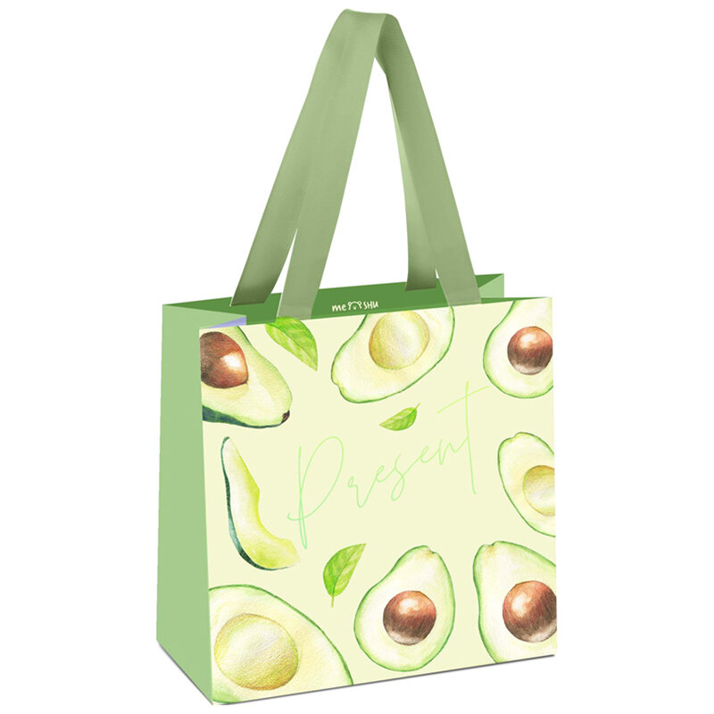 Комплект 12 шт, Пакет подарочный 20*20*10см MESHU "Avocado", отд. фольгой, матовая ламинация
