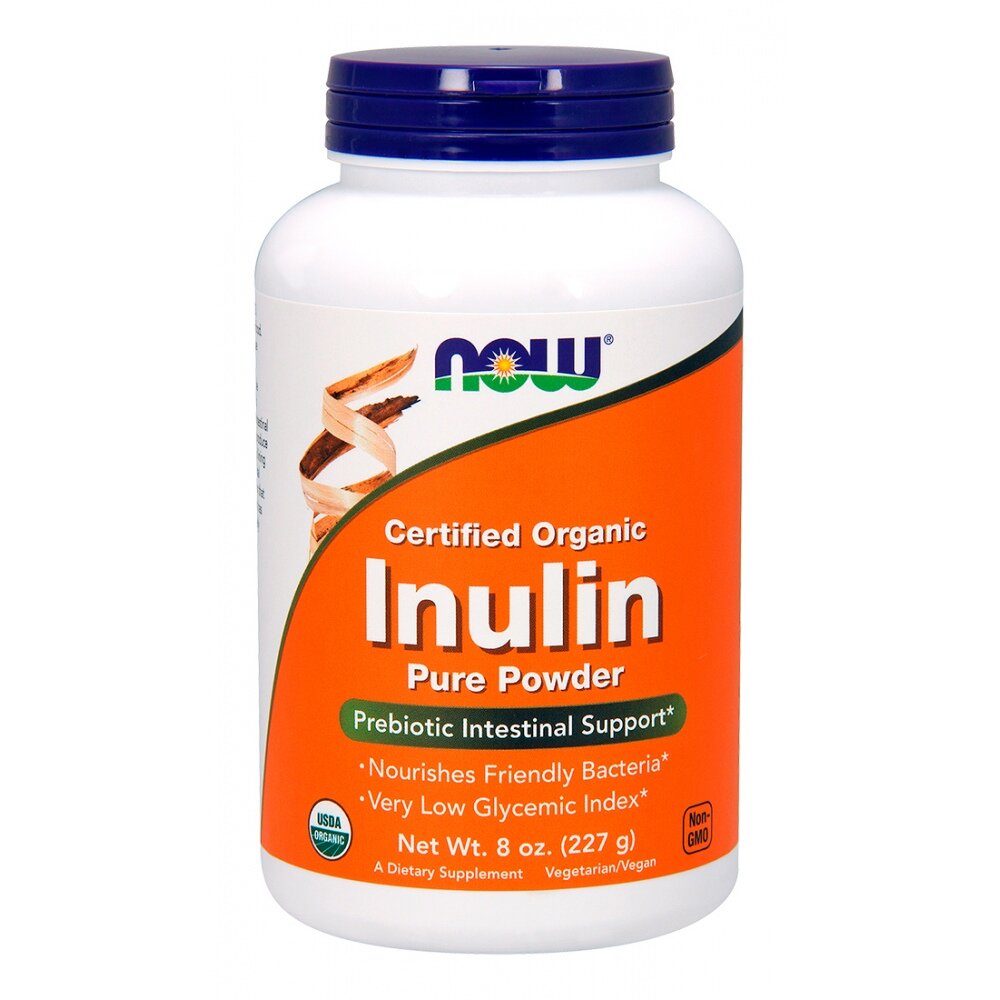 NOW Inulin Certified Organic Prebiotic Pure Powder, 227 г, Вкус Unflavored / Без вкусовых добавок