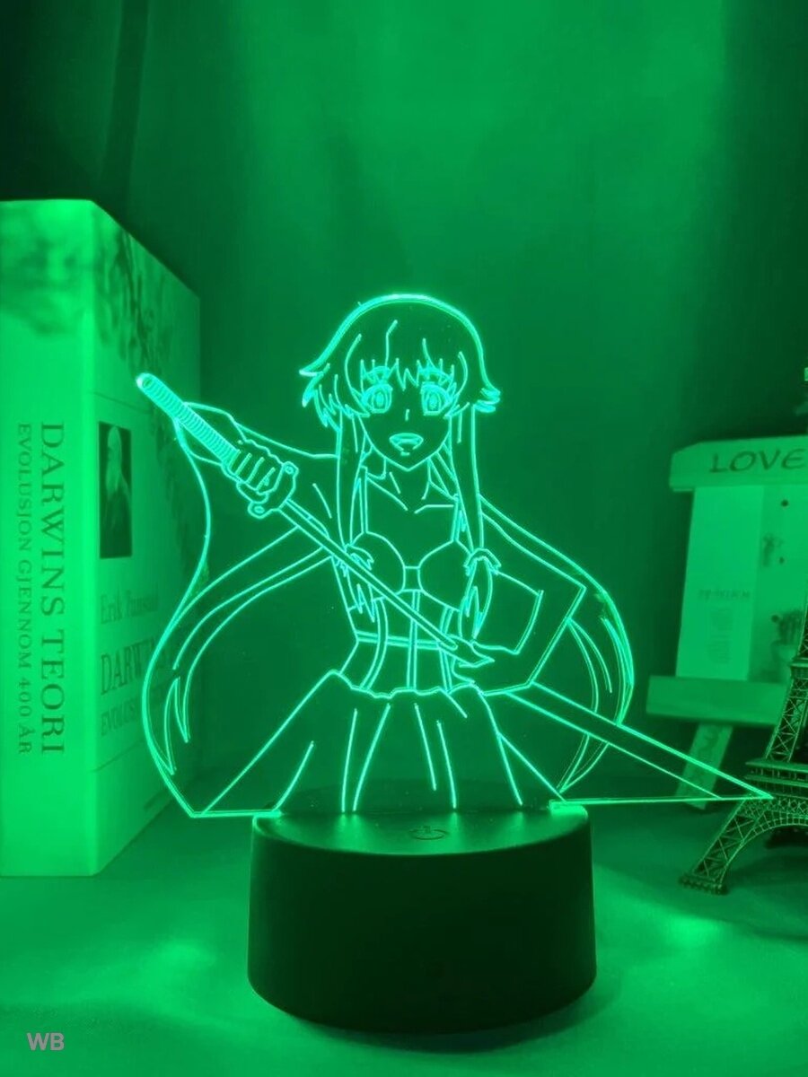 Ночник Аниме Дневник будущего - Anime Mirai Nikki Юно Гасай . Подарок фанату аниме и манги — декор в комнату с любимыми персонажами, в стиле отаку и японской анимации.