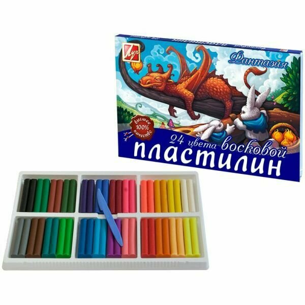 Пластилин "Фантазия" мягкий восковой 24 цвета.