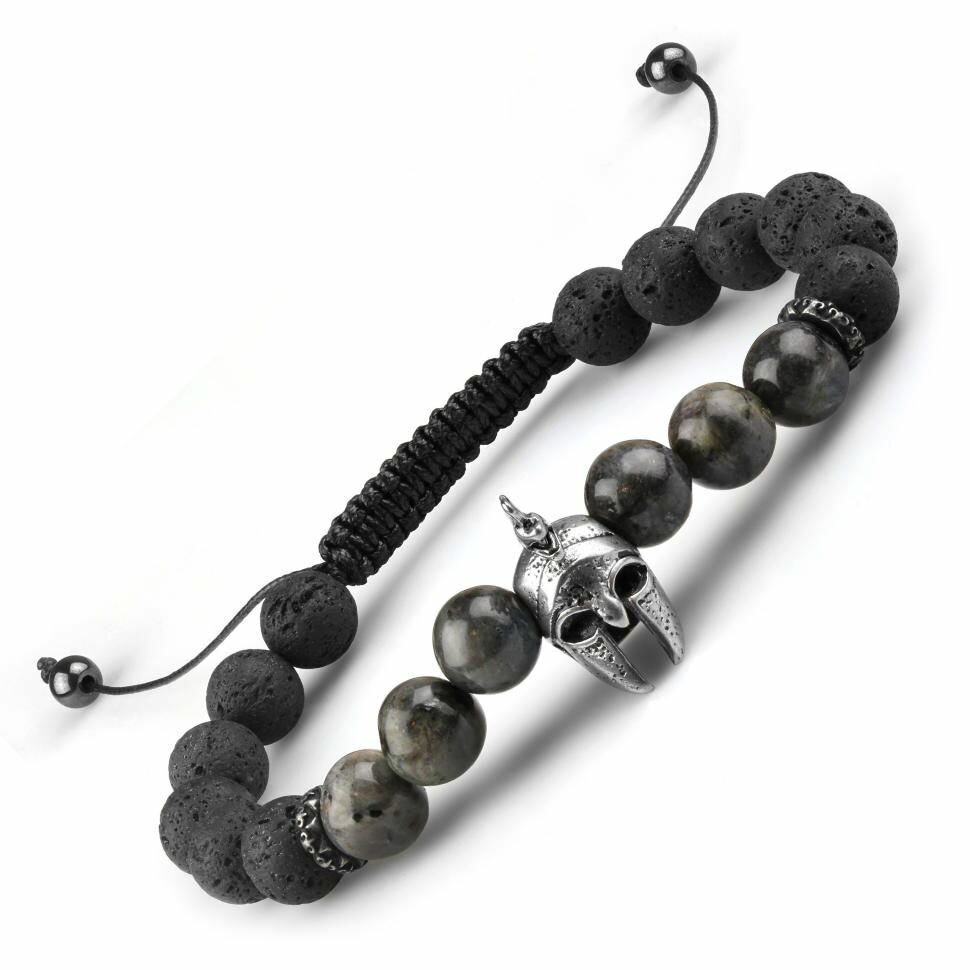 Плетеный браслет Everiot, лабрадорит, вулканическая лава