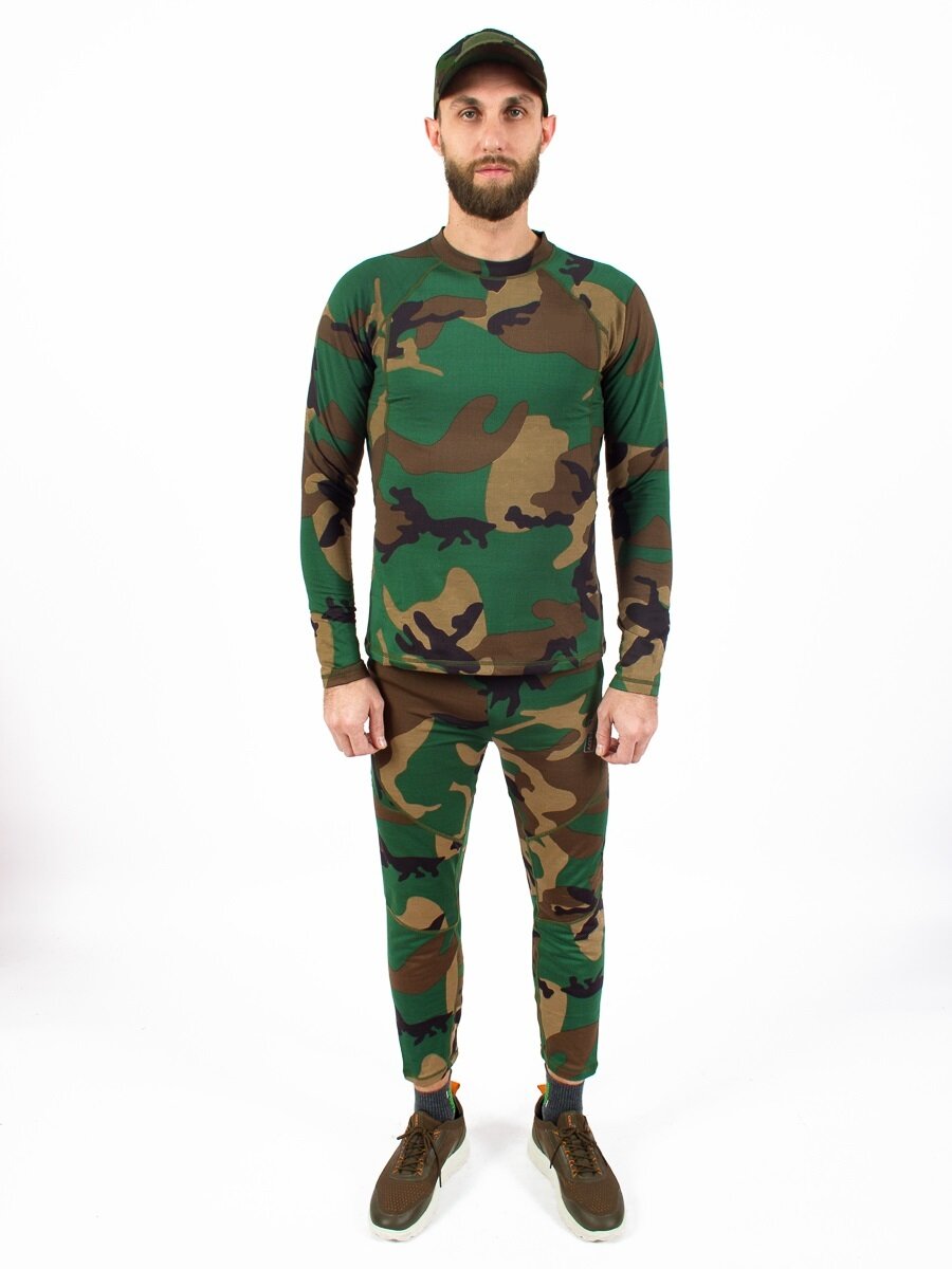 Комплект термобелья Термобелье мужское тактическое цвет камуфляж Woodland