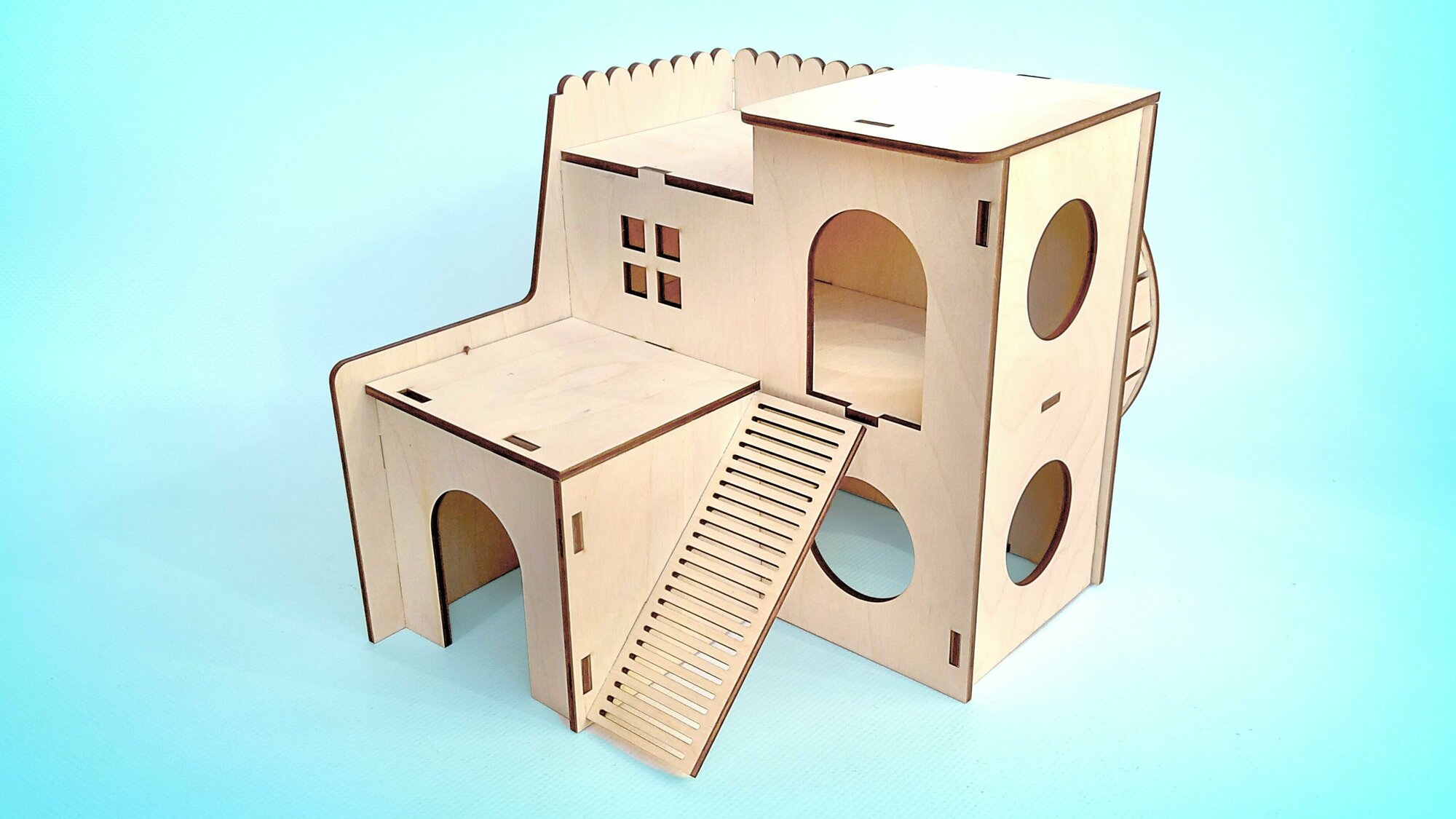 Домик для хомяка с колесом - 20х28х20,5см