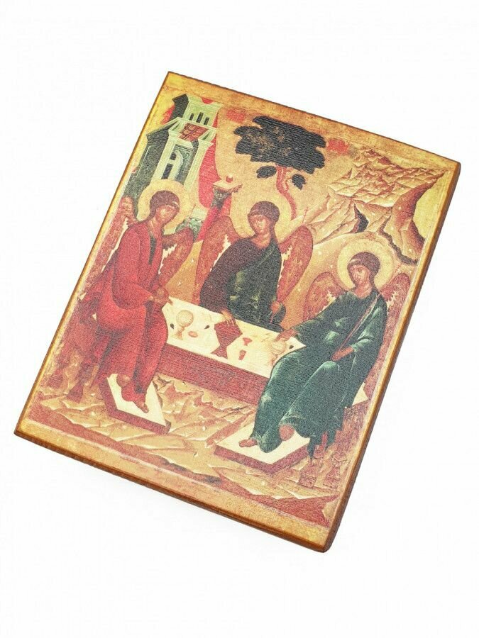 Икона Троица Ветхозаветная, под старину, 10х12 см