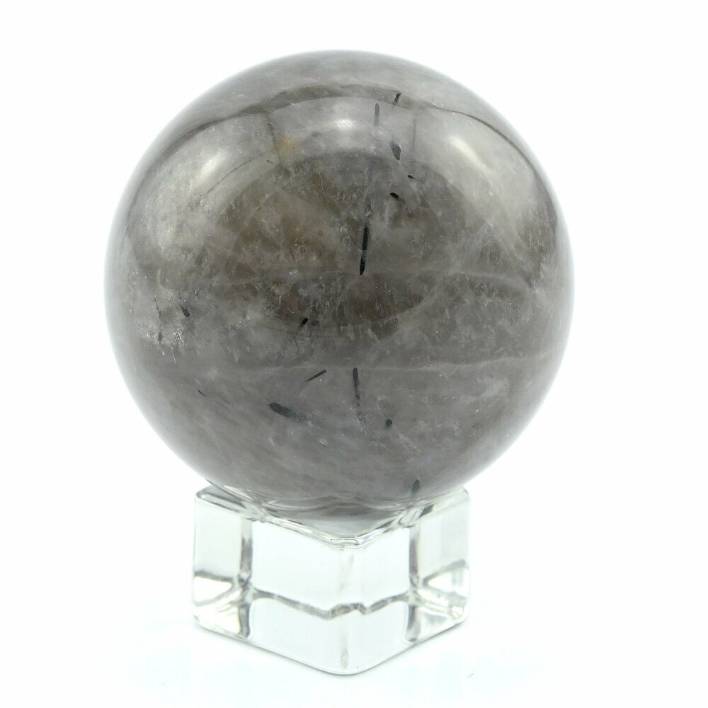 Шар из раухтопаза (дымчатого кварца) с турмалином, диаметр 54мм, 218г .