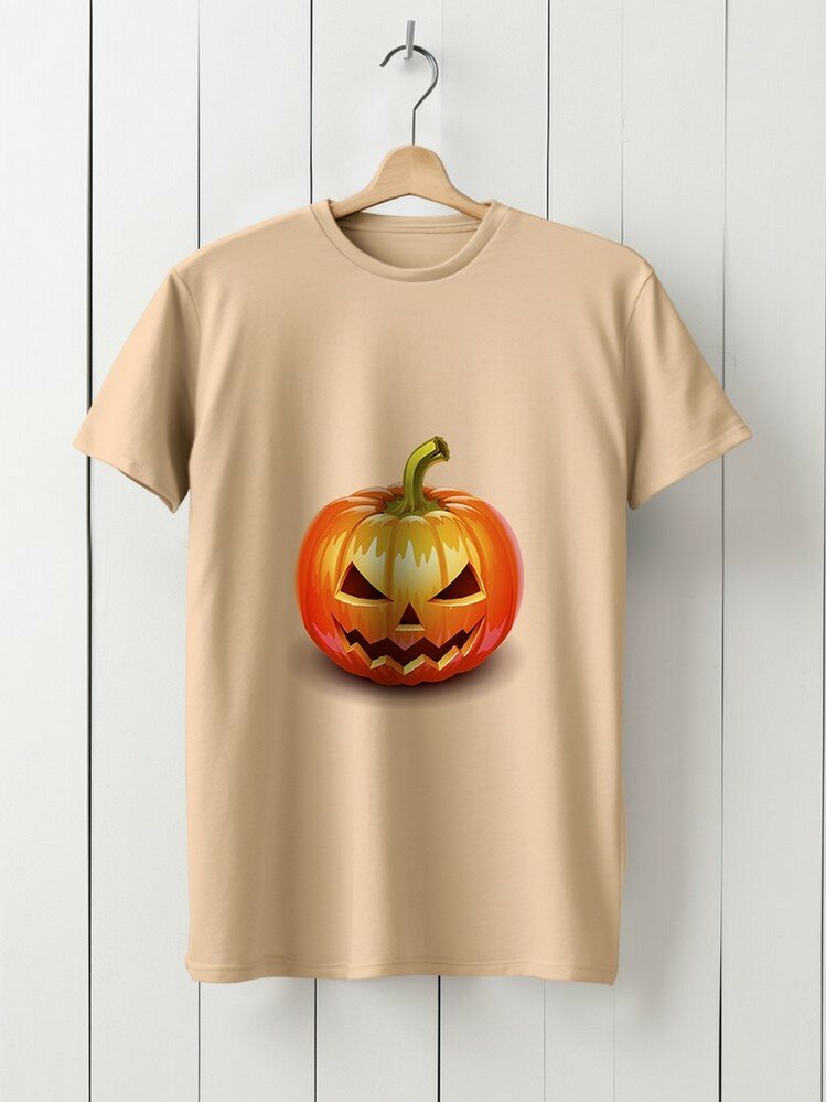 Футболка Футболка унисекс бежевая из хлопка с DTF принтом хеллоуин тыква (подсолнухи, Helloween, осень) - 8417