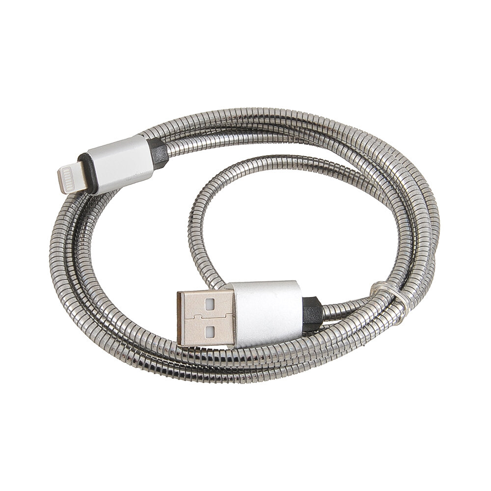 Кабель Lightning 8pin MOBILEPLUS металл серый 1 м MPКкм8pс