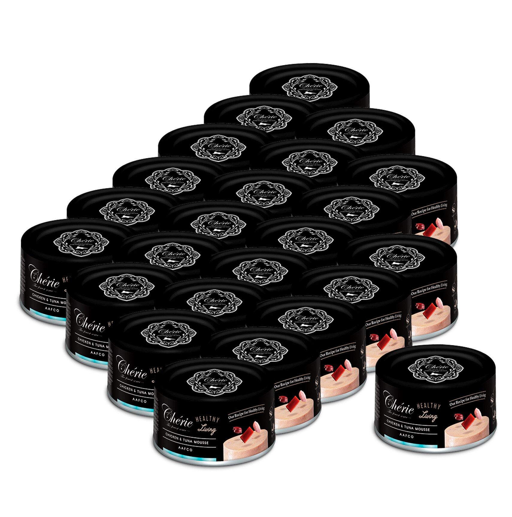 Pettric Cherie Healthy Living влажный корм для взрослых кошек мусс из курицы и тунца, в консервах - 80 г x 24 шт.