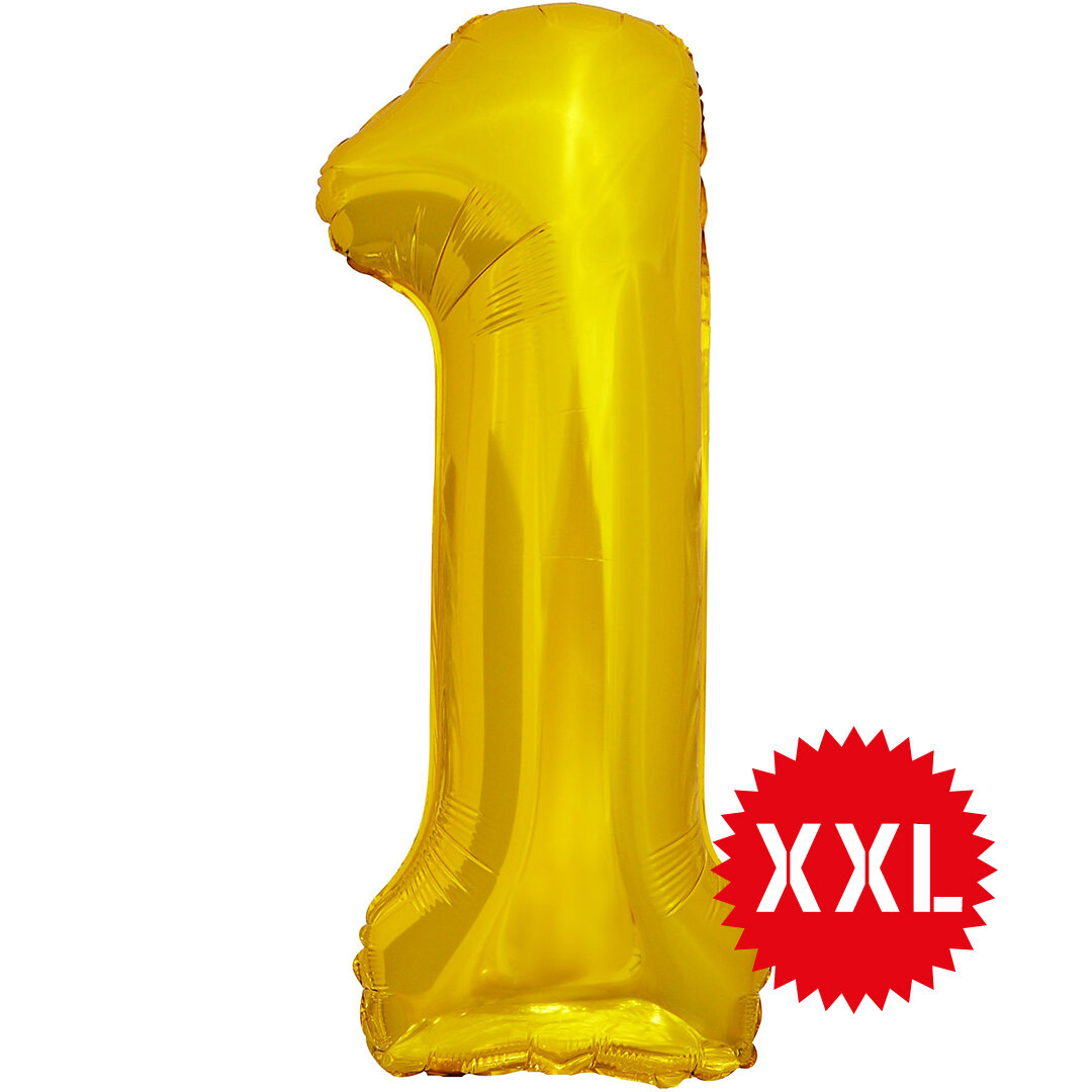 Шар (50'/127 см) Цифра, 1 XXL, Золото, 1 шт. в уп.