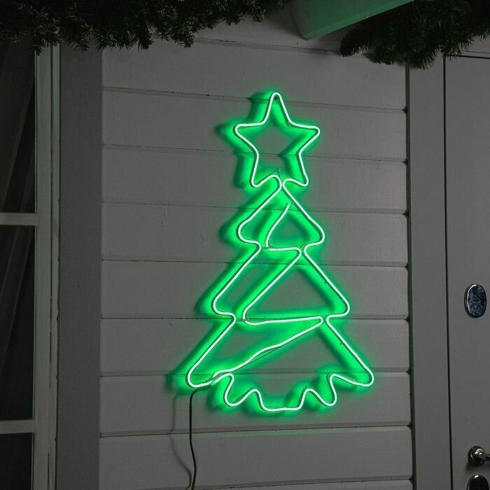 Неоновая фигура Ёлочка , 47 77 см, 480 LED, 220 В, свечение зелёное