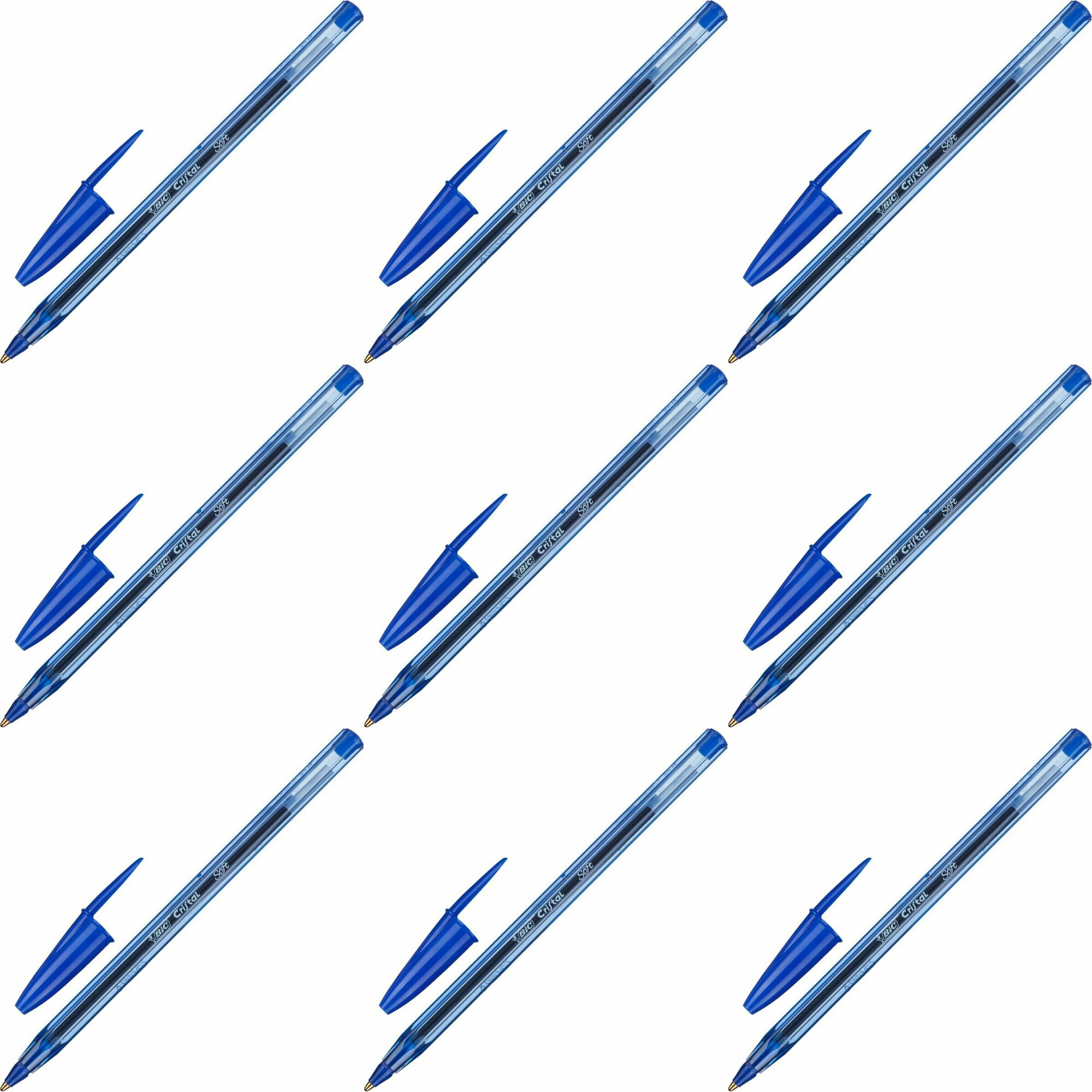 Bic Ручка шариковая неавтоматическая Cristal Soft, синий, 0.35 мм, 9 шт