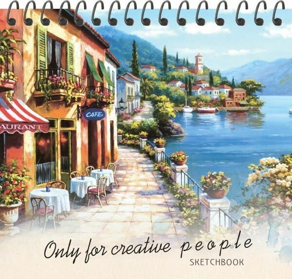 Скетчбук на кольцах "Набережная и горы" кремовый блок 80 г/м2 - формат А6, 80 листов