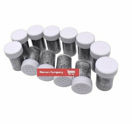 Глиттер-декоративный 12 баночек, серебристый.