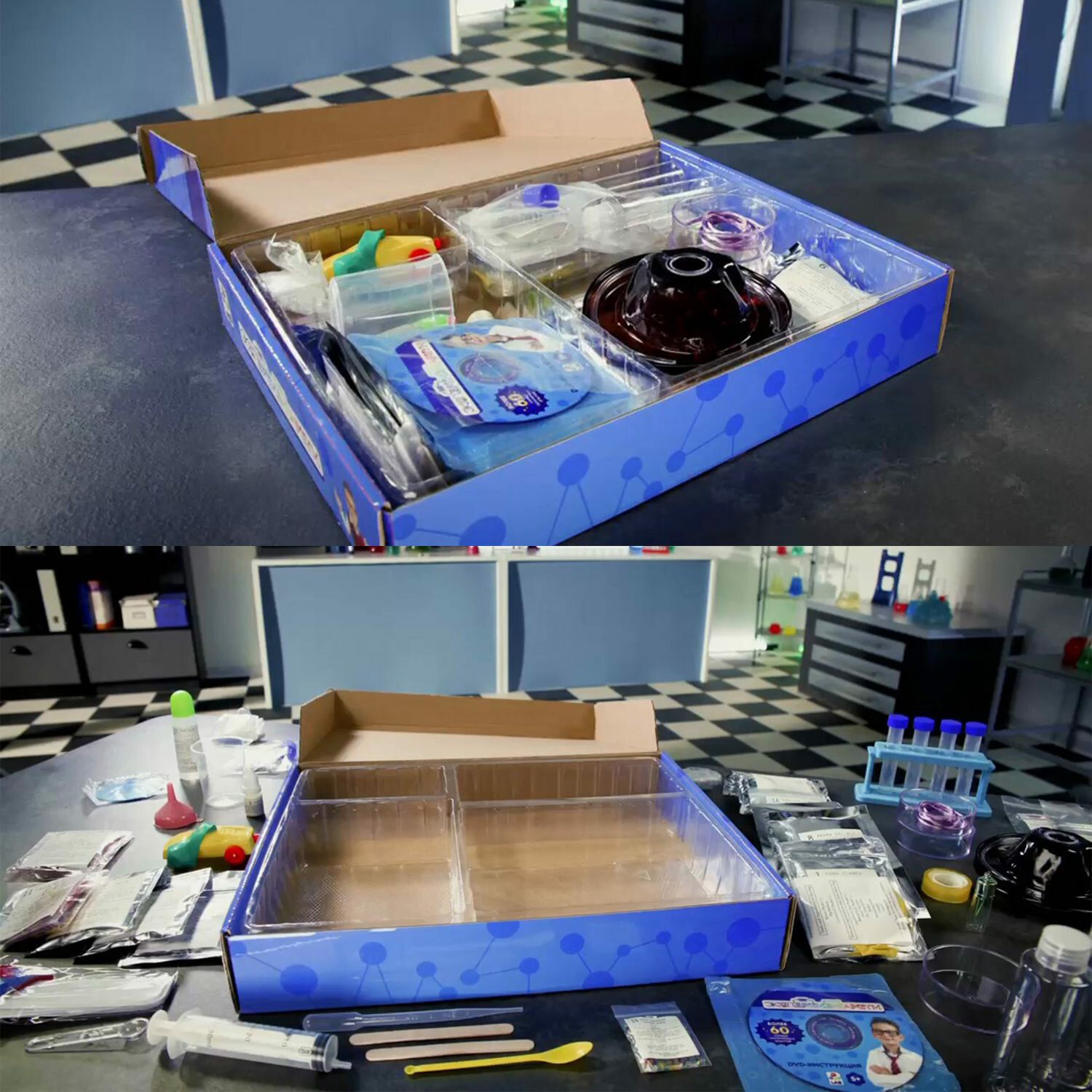 Большой научный набор химика и физика для опытов 1TOY экспериментариум более 60 экспериментов