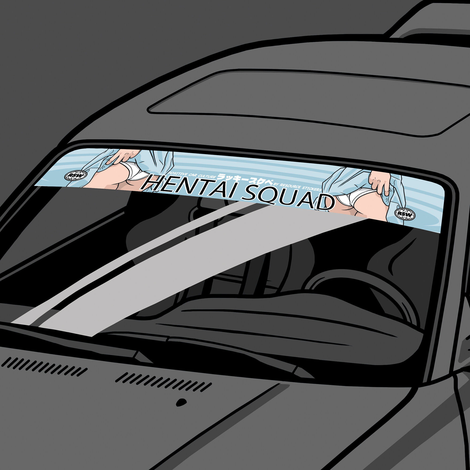 Наклейка на лобовое стекло Hentai squad anime, JDM лобаш / Resource Stickers