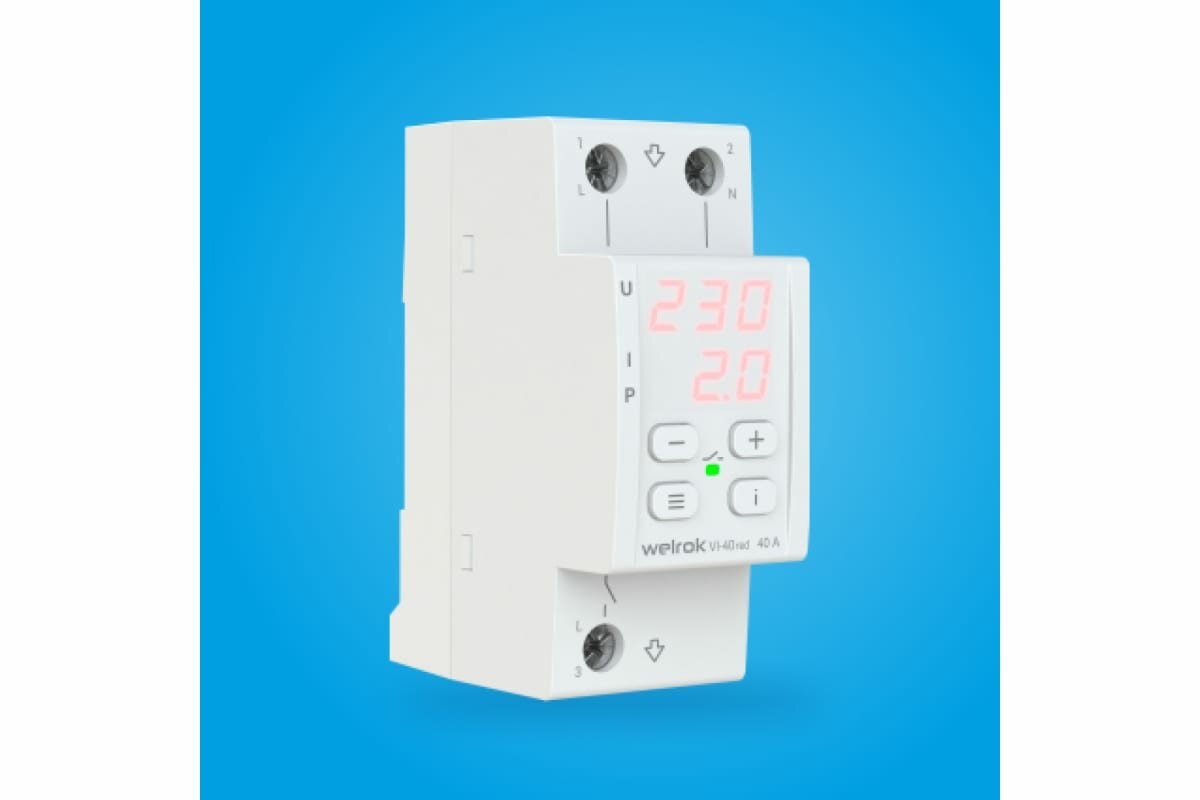 Welrok Реле напряжения с контролем тока VI-40 RED - компактное устройство 4660251140243