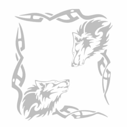 Комплект наклеек на боковое стекло виниловые "волк" (вырезанная), наруж/внутр, (цвет серебро) (размер листа 29*32см)