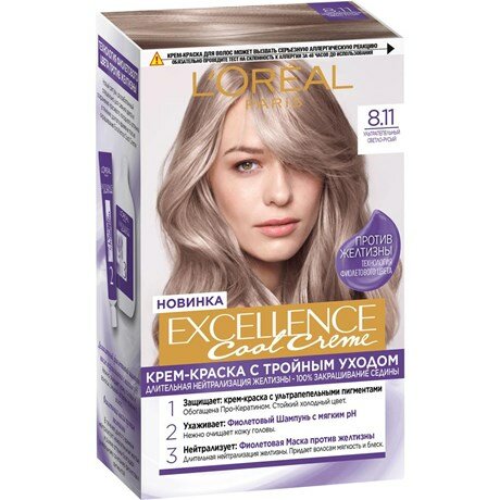 Крем-краска для волос L'Oreal Paris Excellence Color 8.11 Светло-русый, 258мл