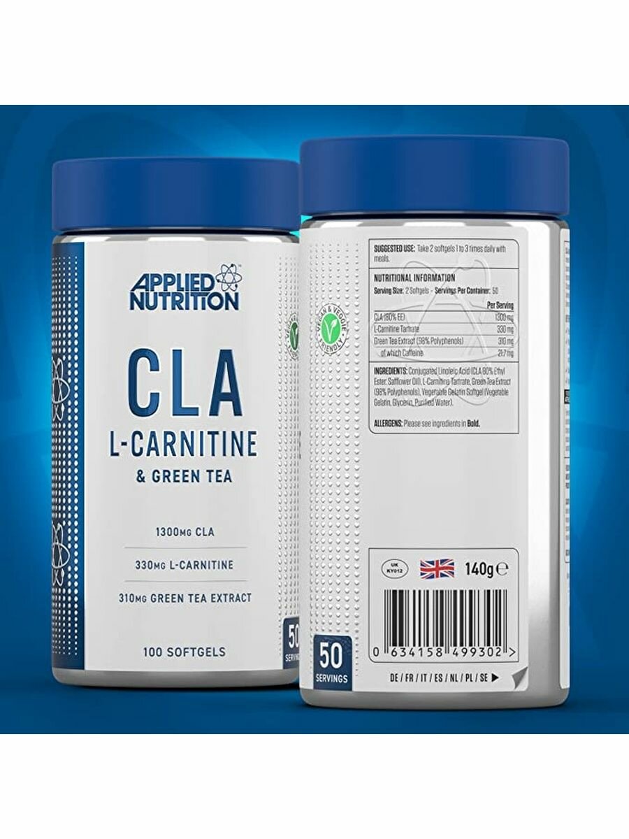 Жиросжигатель Applied Nutrition CLA + L-Carnitine + Green Tea, капсулы, 150 г