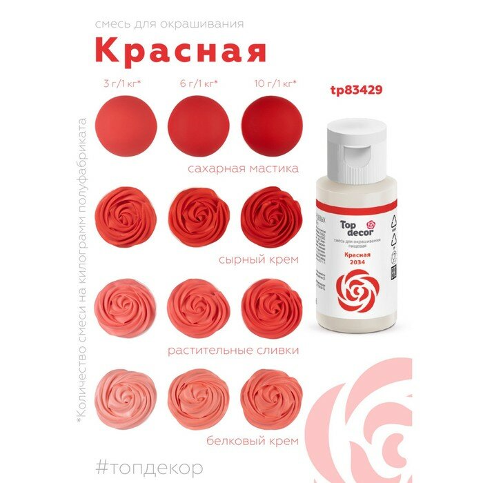 Пищевой краситель гелевый Top decor, красный, 30 г