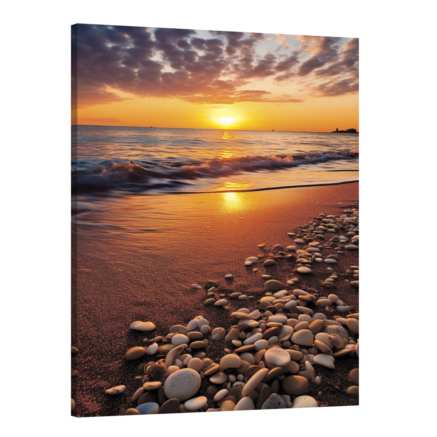 Интерьерная картина 50х70 "Пейзаж с песчаным пляжем и морем"