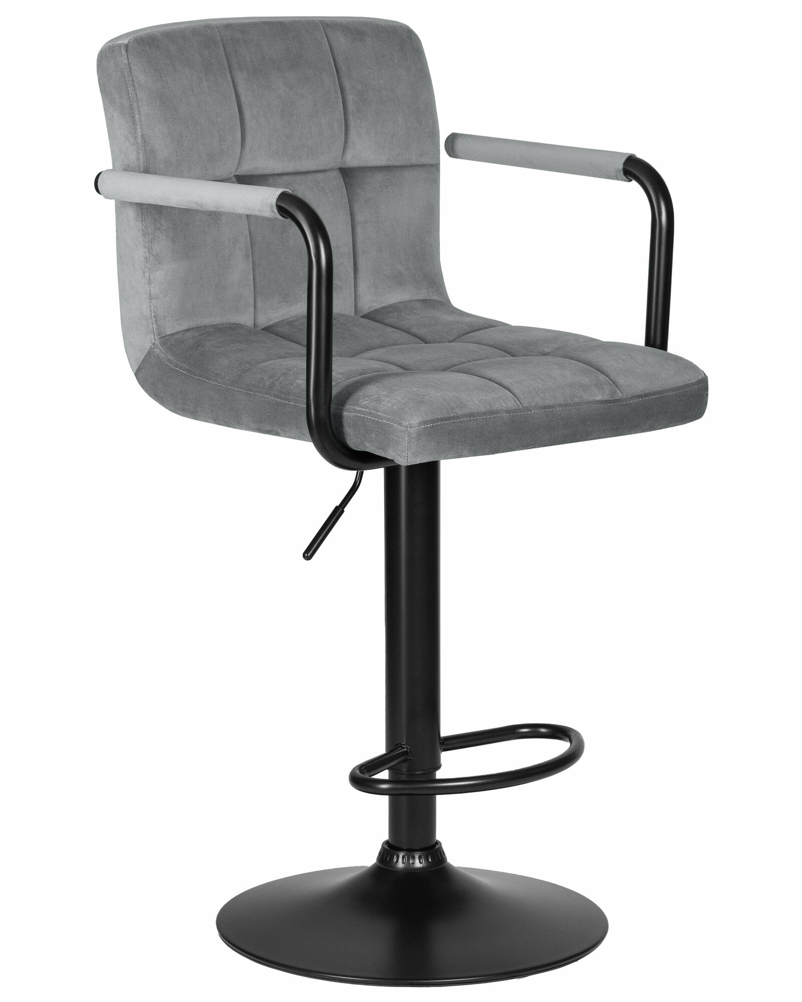 Стул барный DOBRIN Стул барный DOBRIN KRUGER ARM BLACK, серый велюр (MJ9-75) арт. LM-5011_B-M_V-MJ9-75