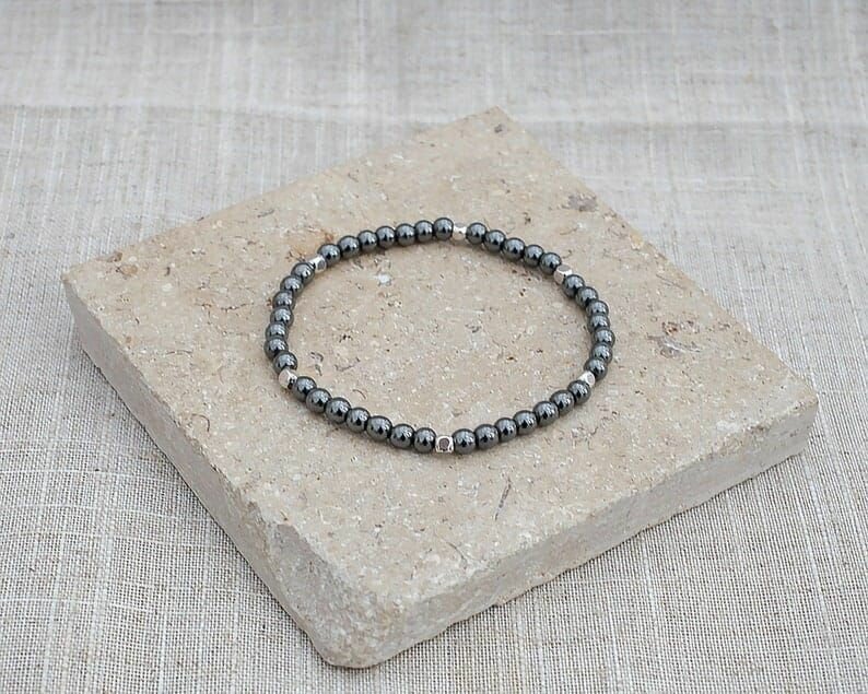 Браслет, искусственный камень, гематит